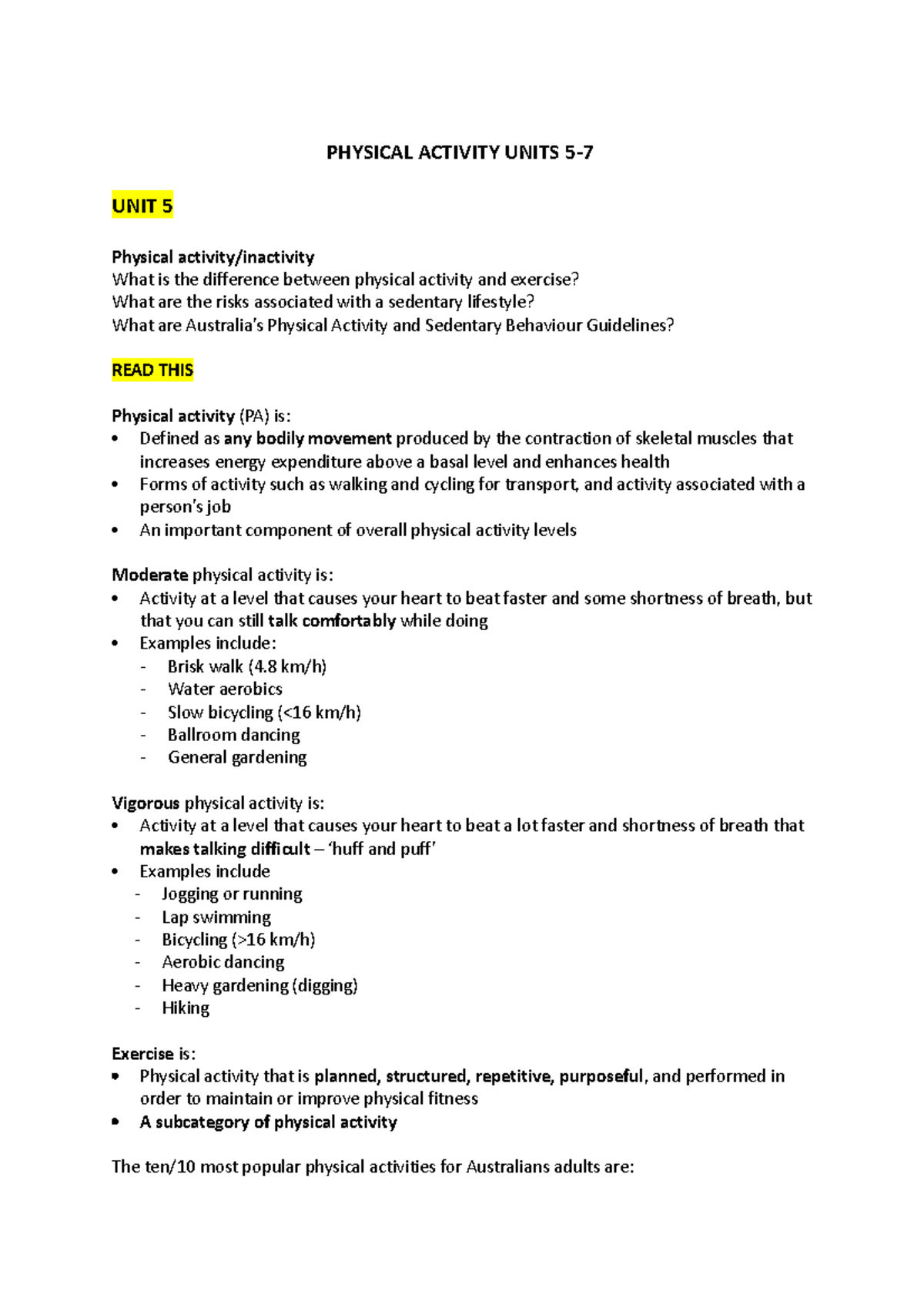 Units 5-7 - Unit 5-7 summary of course notes and activities - FSHN1030 ...
