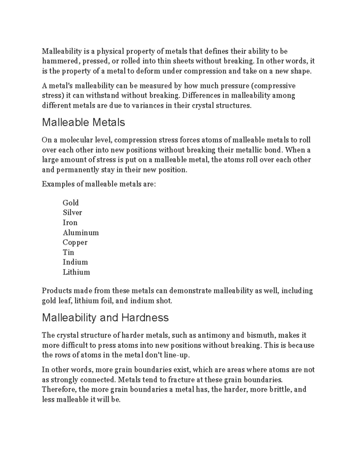 Example Of Malleability