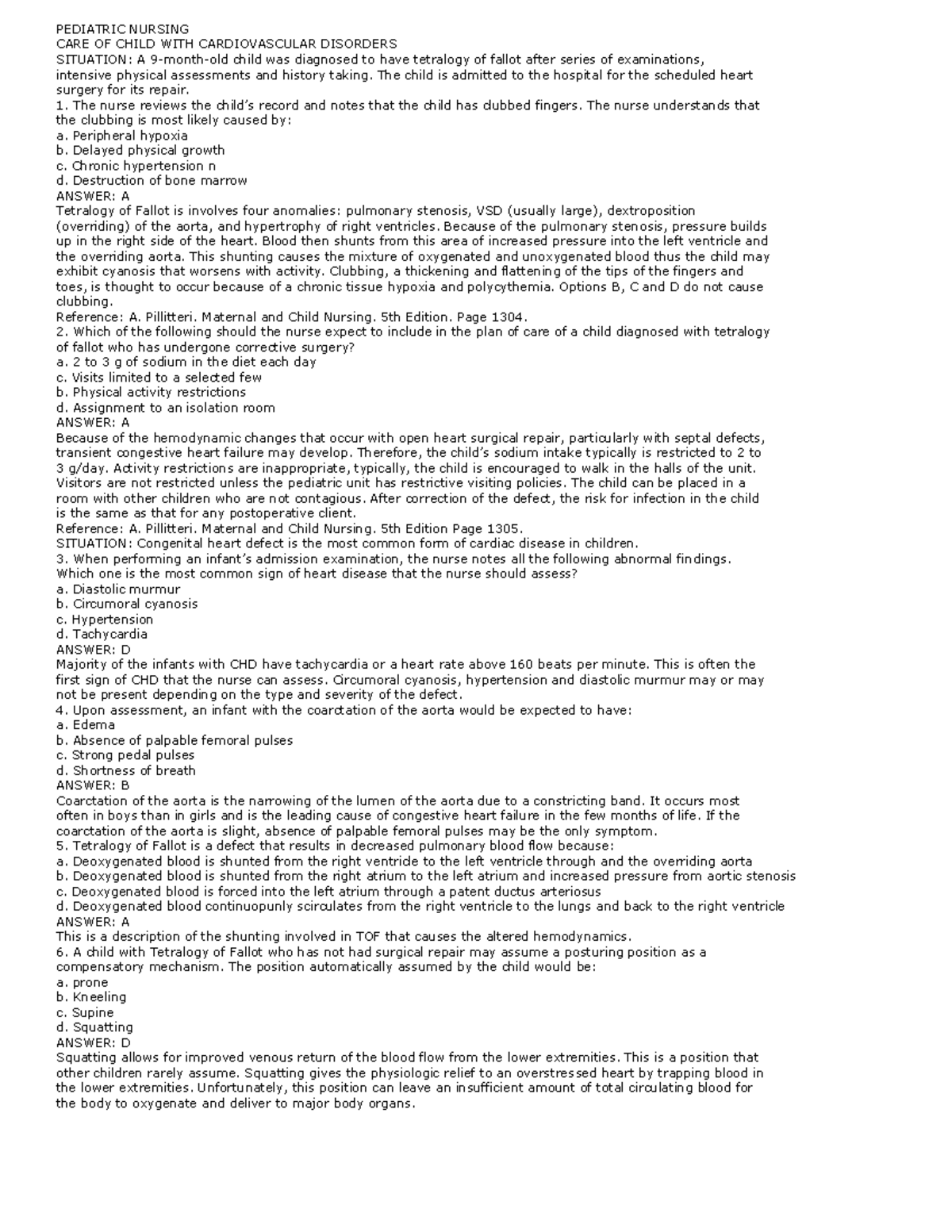 Pediatric Nursing with rationale - PEDIATRIC NURSING CARE OF CHILD WITH ...