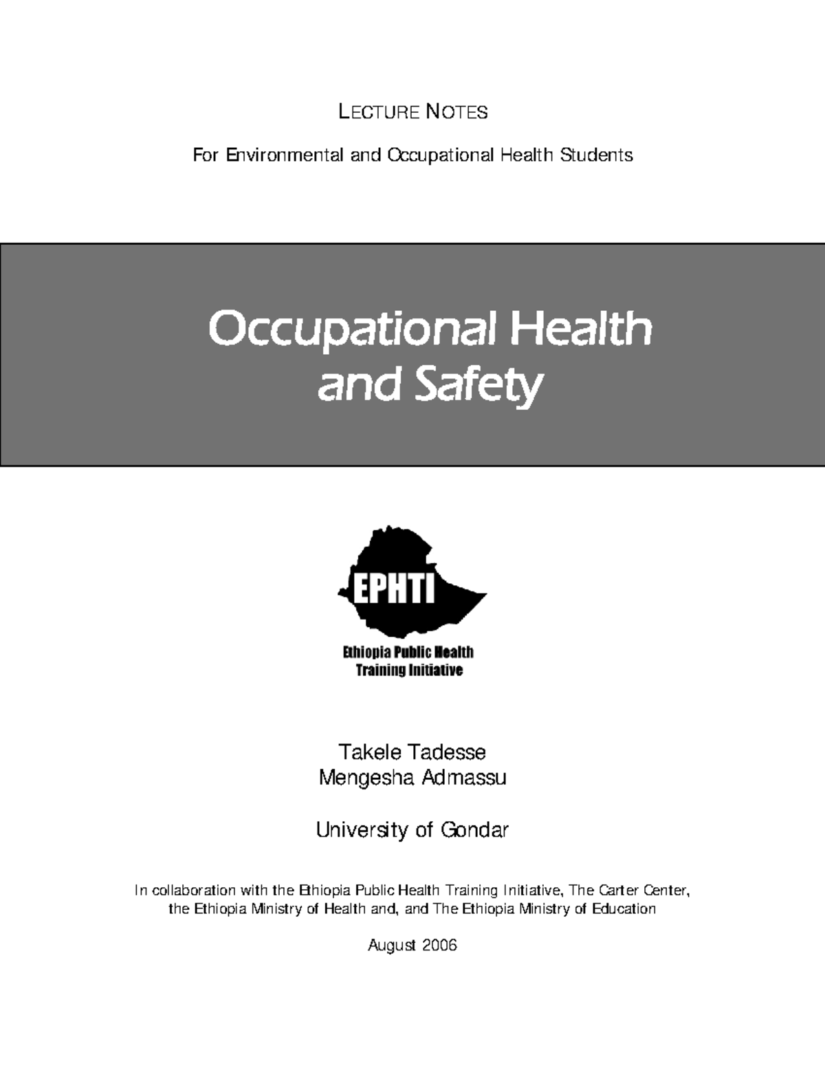 Ln-occ-health-safety-final - L ECTURE N OTES For Environmental and ...