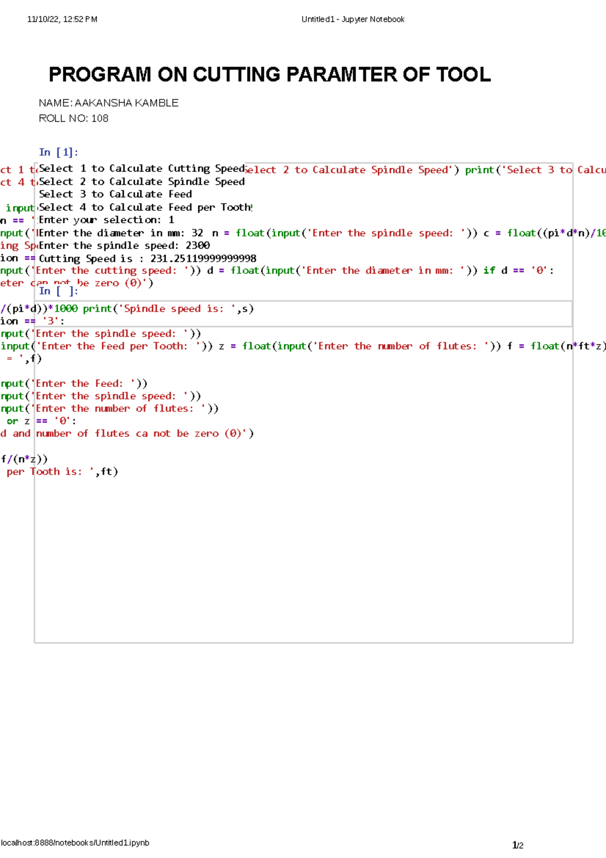 Nayan - Hii - 11/10/22, 12:52 PM Untitled1 - Jupyter Notebook localhost ...