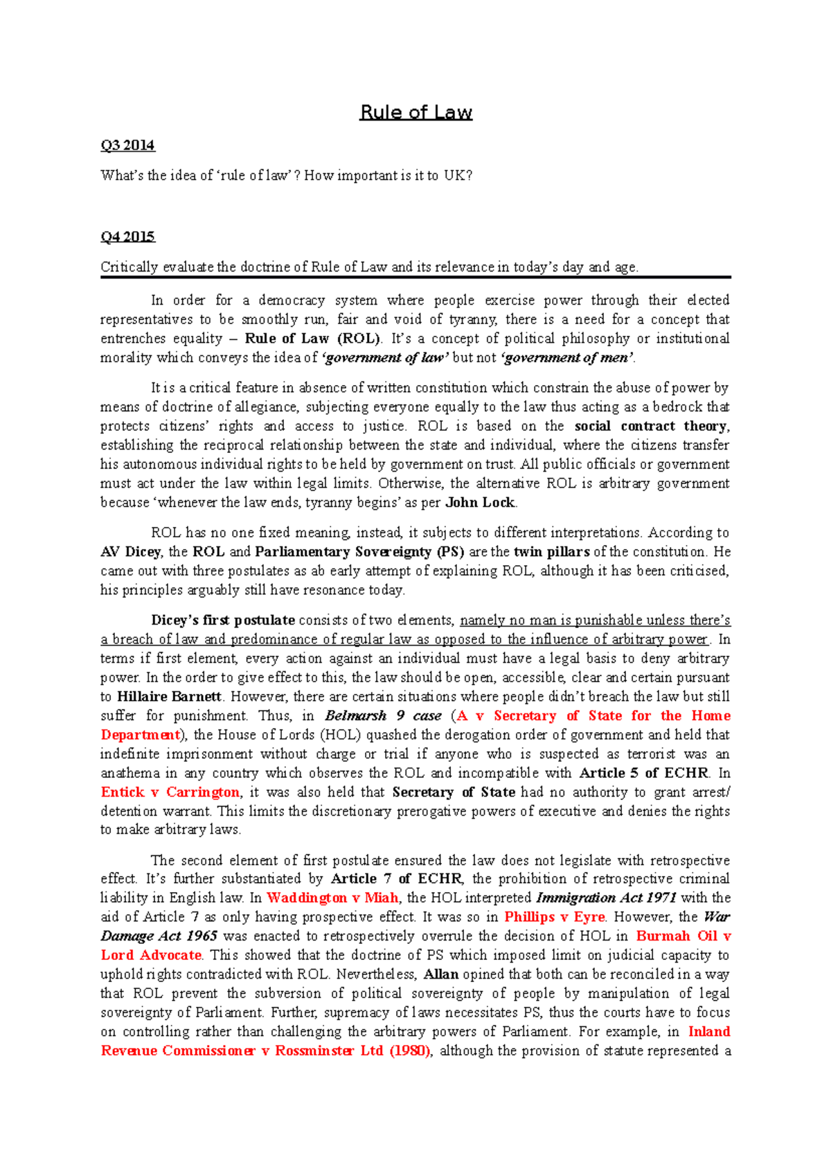 Rule of Law (Essay) - Rule of Law Q3 2014 What’s the idea of ‘rule of ...