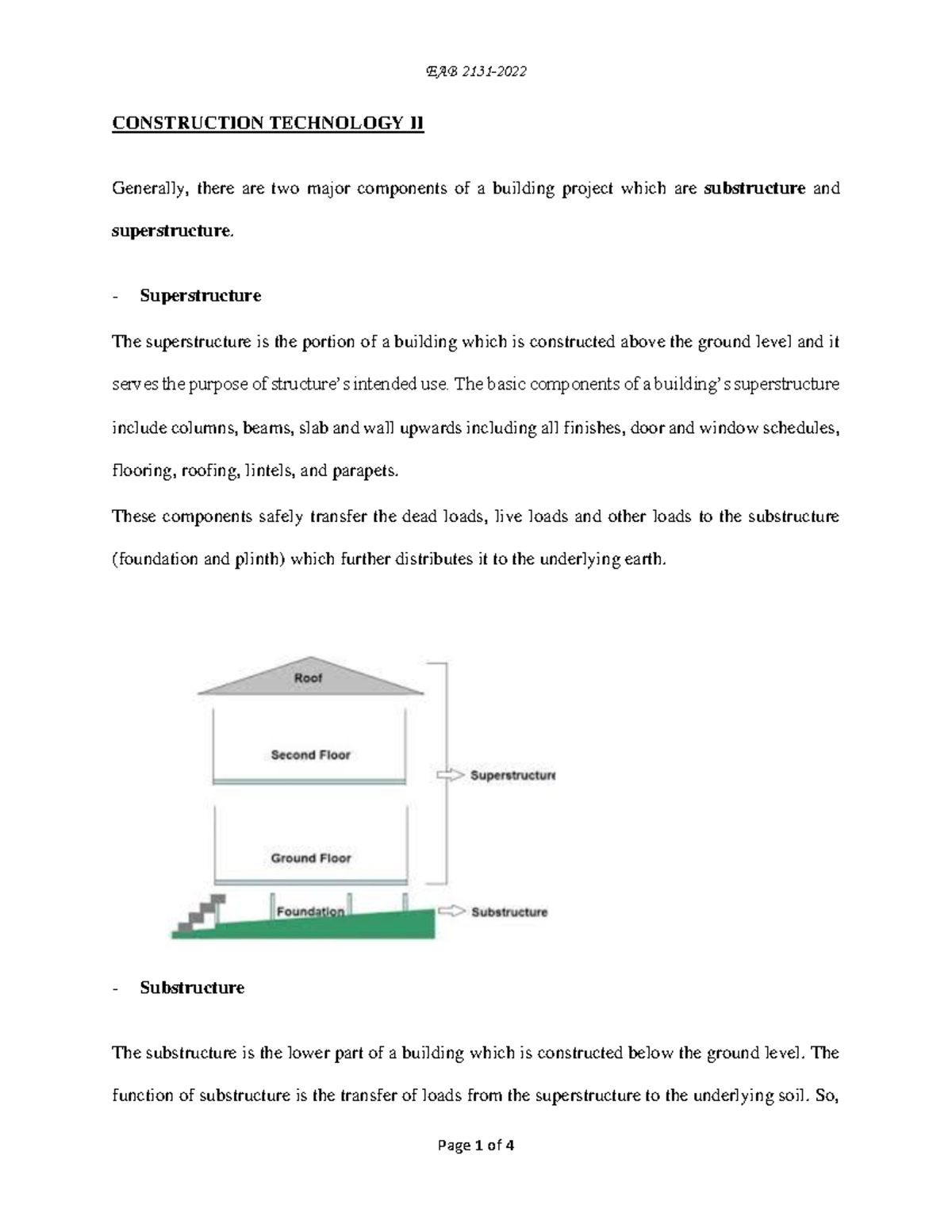 EAB 2131 Lesson 1 - helping notes - CONSTRUCTION TECHNOLOGY II ...