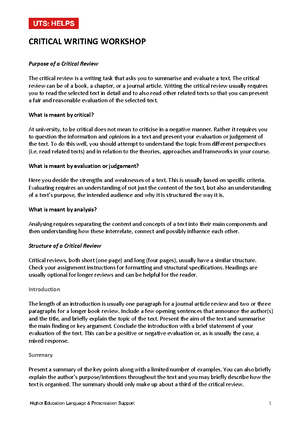 Critical Analysis Template - © Keiran Rankin and Sara Wolfe Writing ...