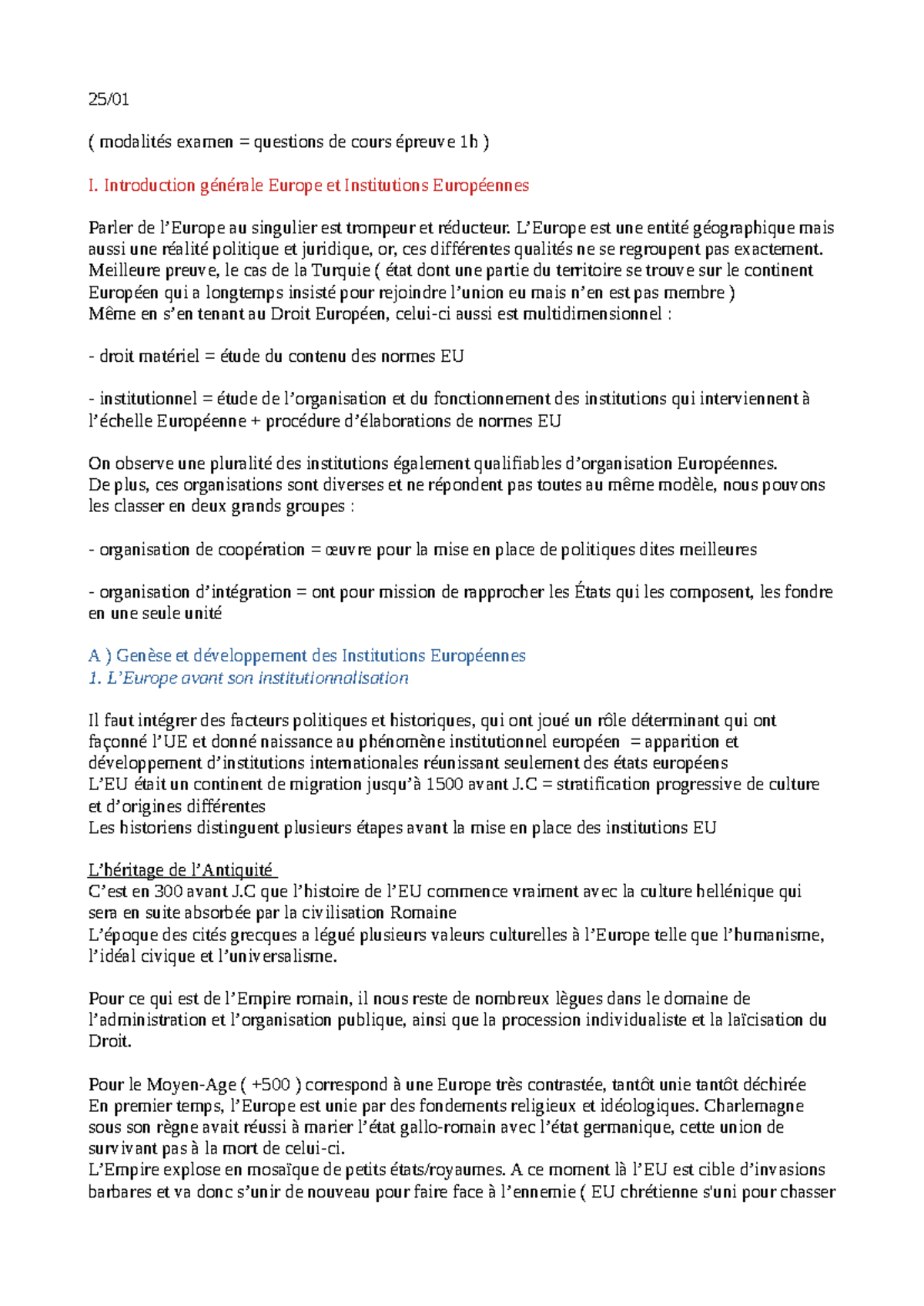 CM Instit EU - notes - 25/ ( modalités examen = questions de cours ...