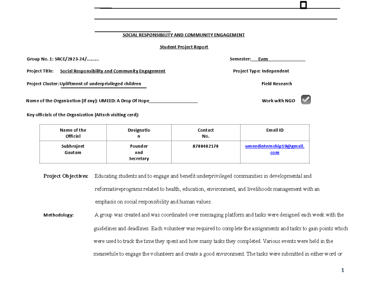 Booklet hvco - 1 SOCIAL RESPONSIBILITY AND COMMUNITY ENGAGEMENT Student ...