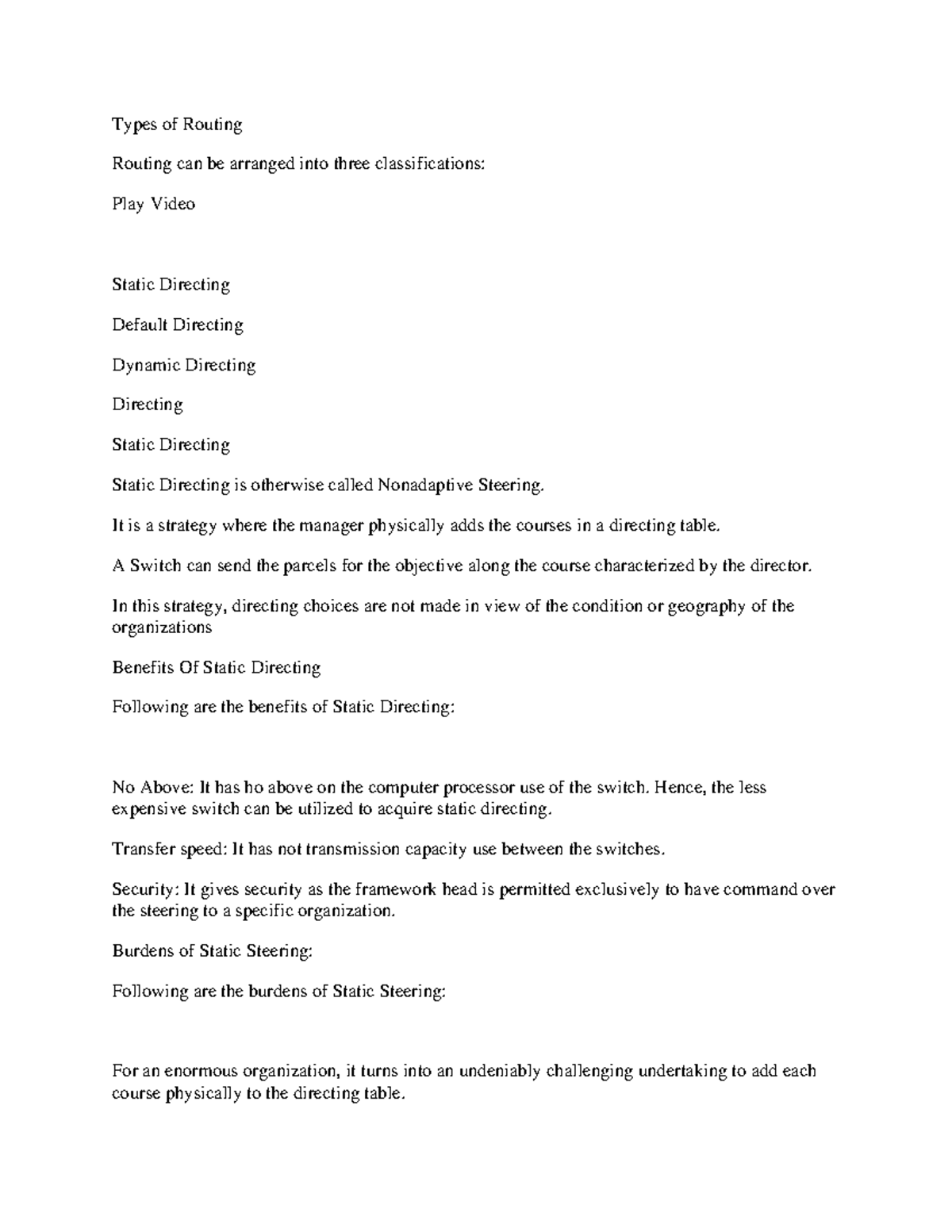 Types of Routing and advantage and disadvantage - Types of Routing ...