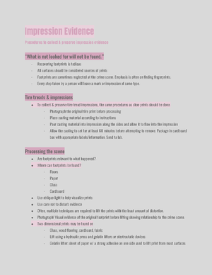 Impression evidence - Impression evidence Impression evidence and ...