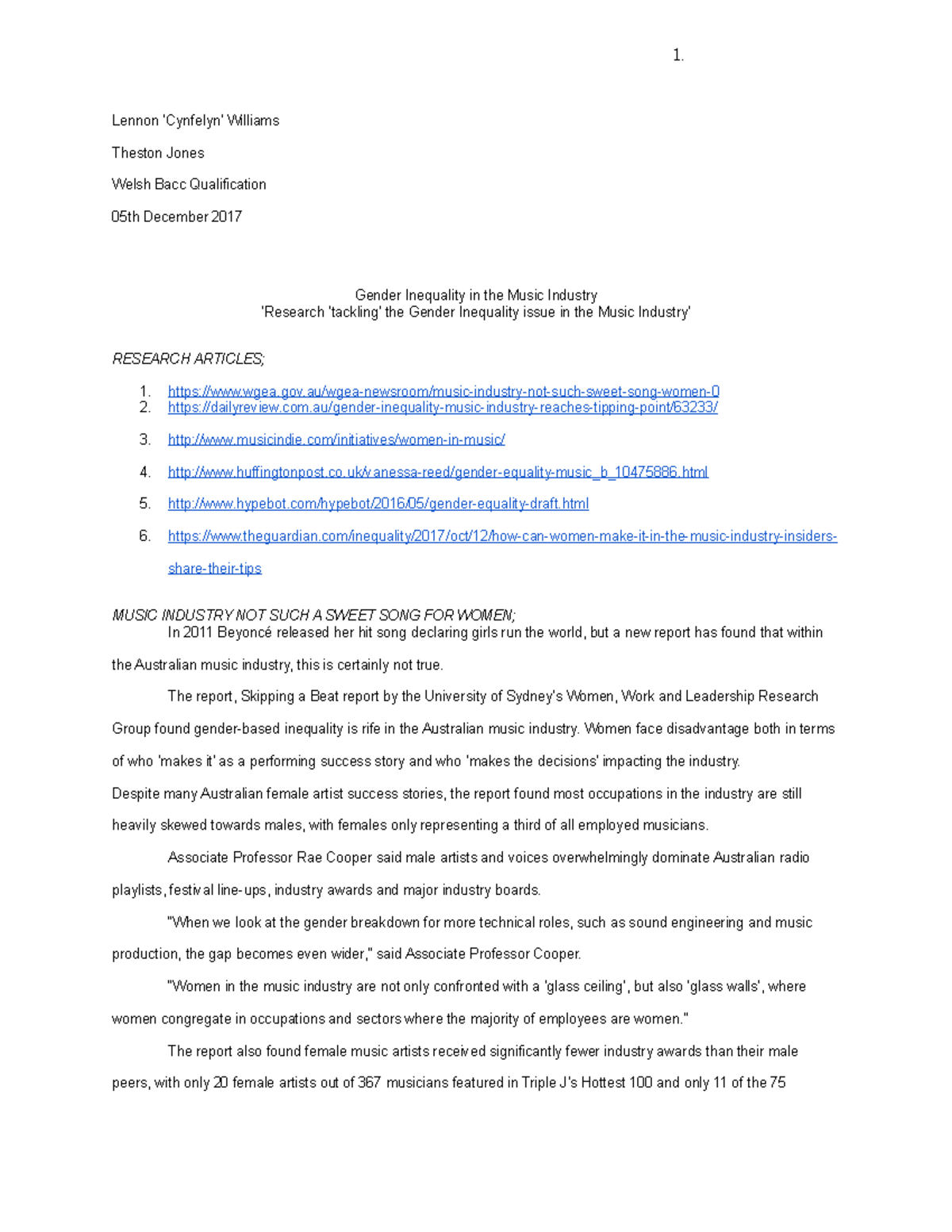 Inequality Research - Lennon ‘Cynfelyn’ Williams Theston Jones Welsh ...