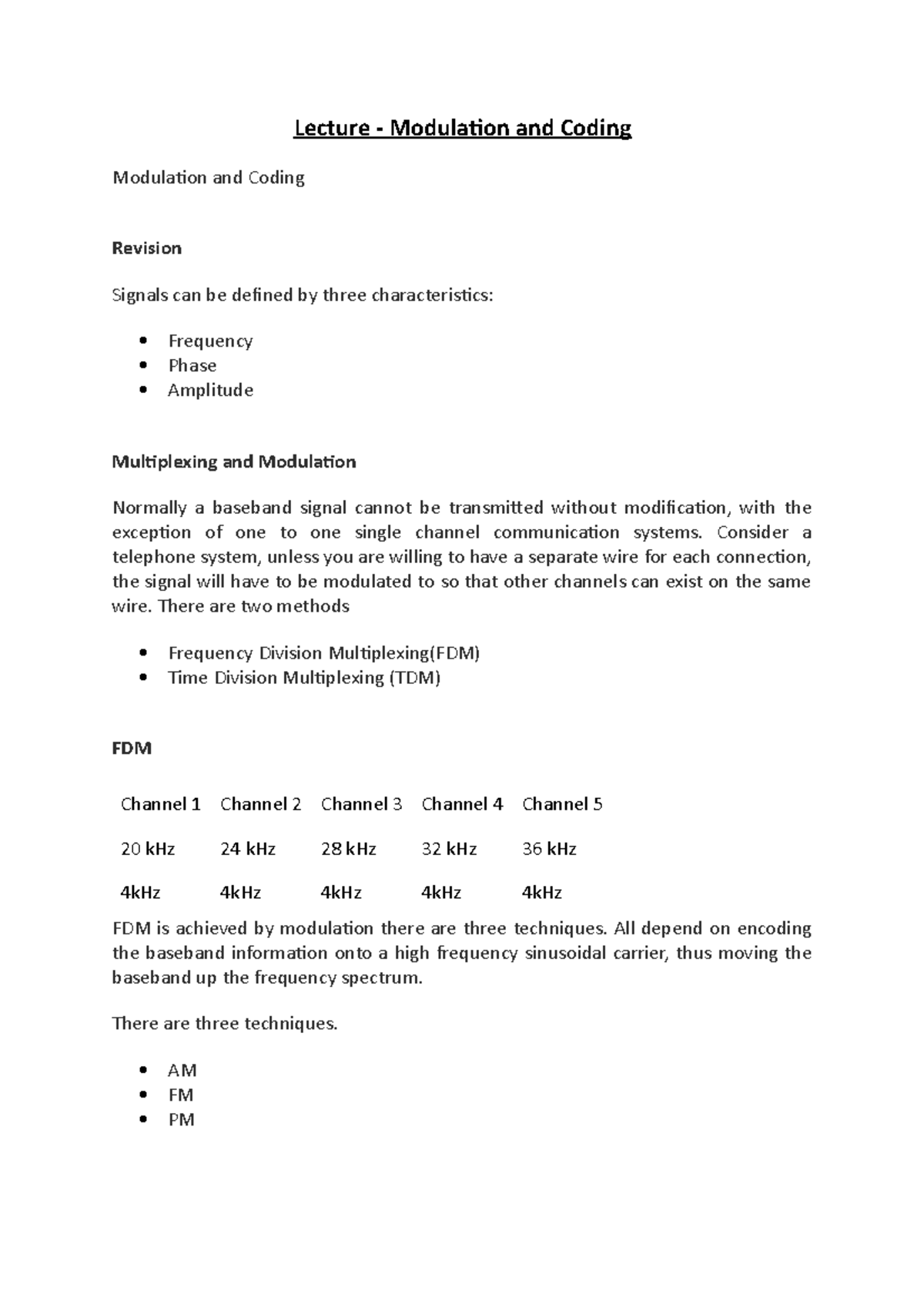 Coding and modulation - Lecture - Modulation and Coding Modulation and ...