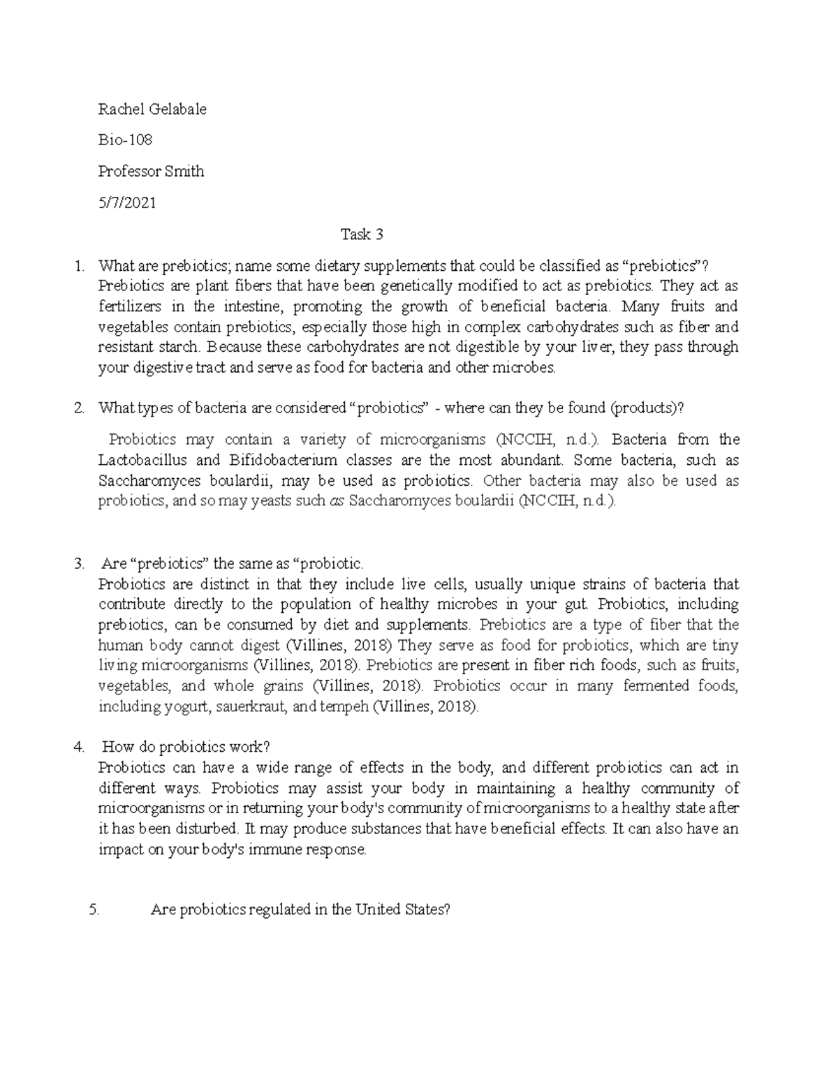 Task 3 Bio 102 class Fully completed - Rachel Gelabale Bio- Professor ...