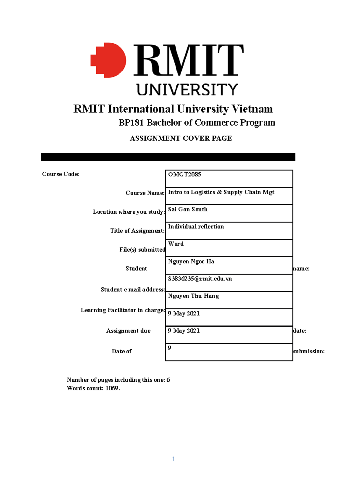 Assessment 3C- Individual reflection-RMIT- Introtolog - RMIT ...