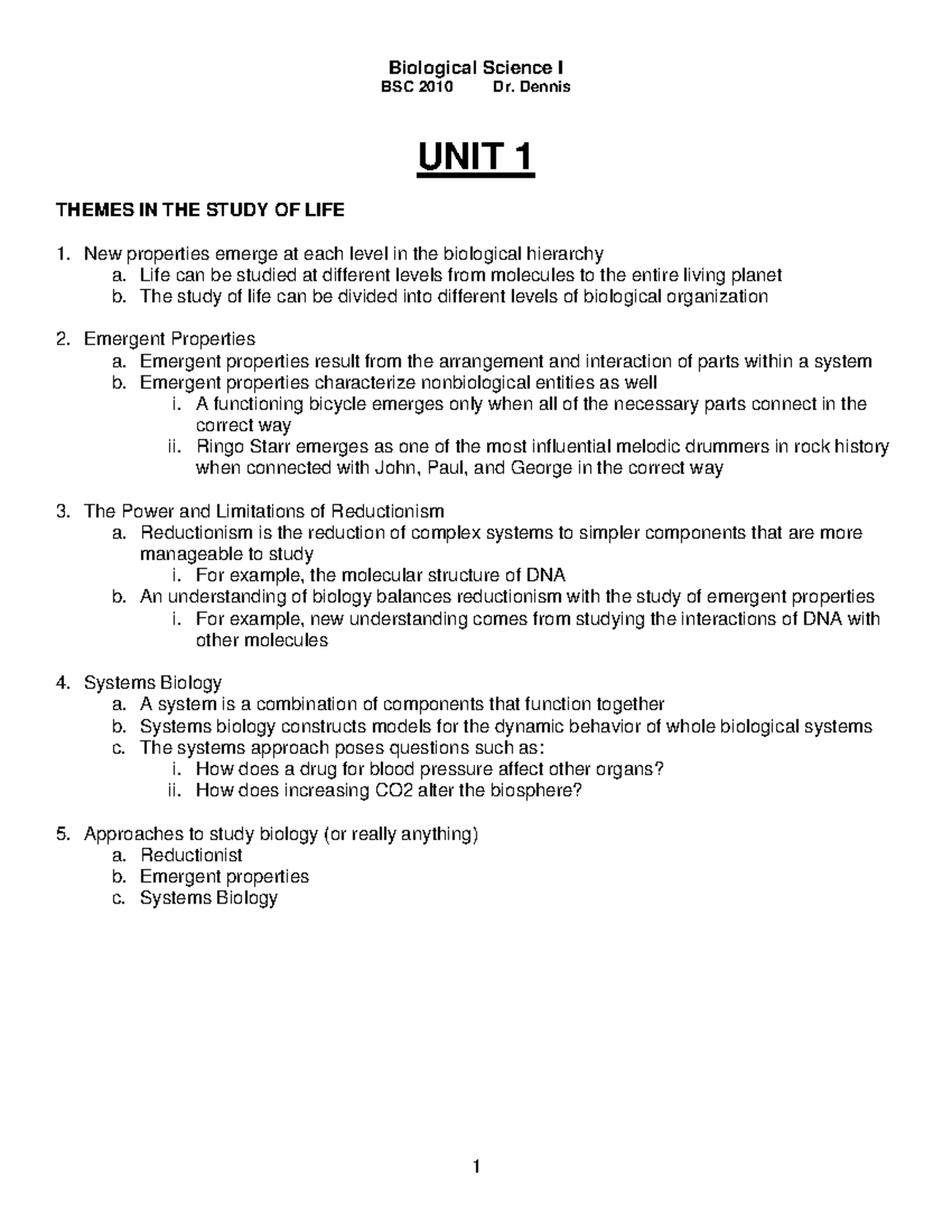 Total BSC2010 notes - :P :D :P :D - BSC 2010 Dr. Dennis UNIT 1 THEMES ...
