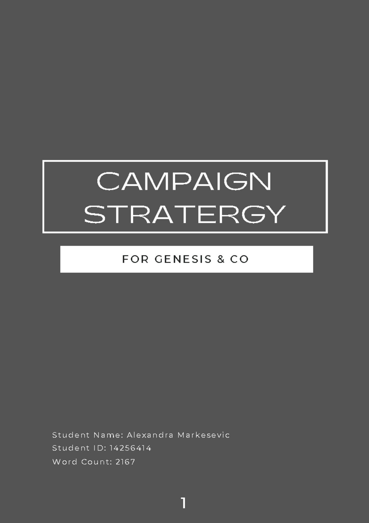 Genesis & Co Strategic Campaign by - CAMPAIGN STRATERGY F O R G E N E S ...