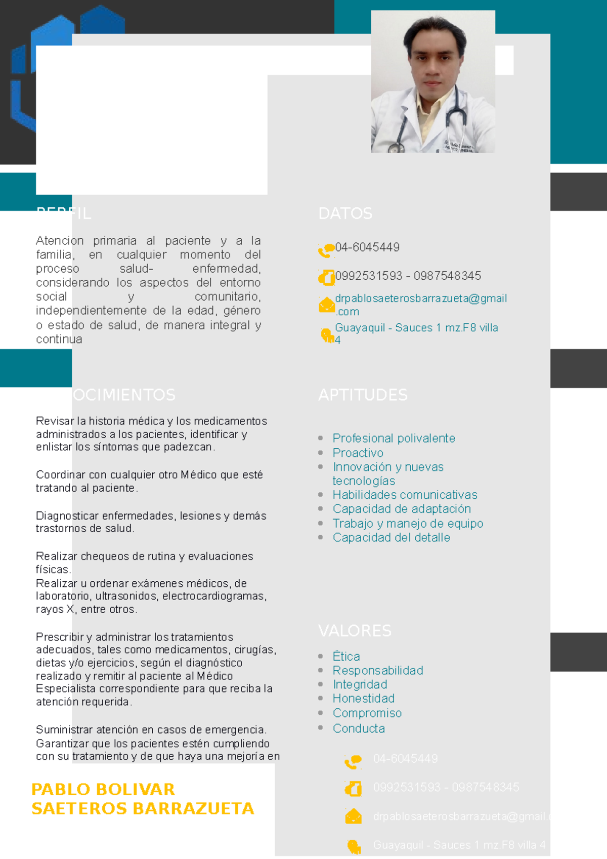 CV Dr Pablo Saeteros Barrazueta - PABLO BOLIVAR SAETEROS BARRAZUETA ...