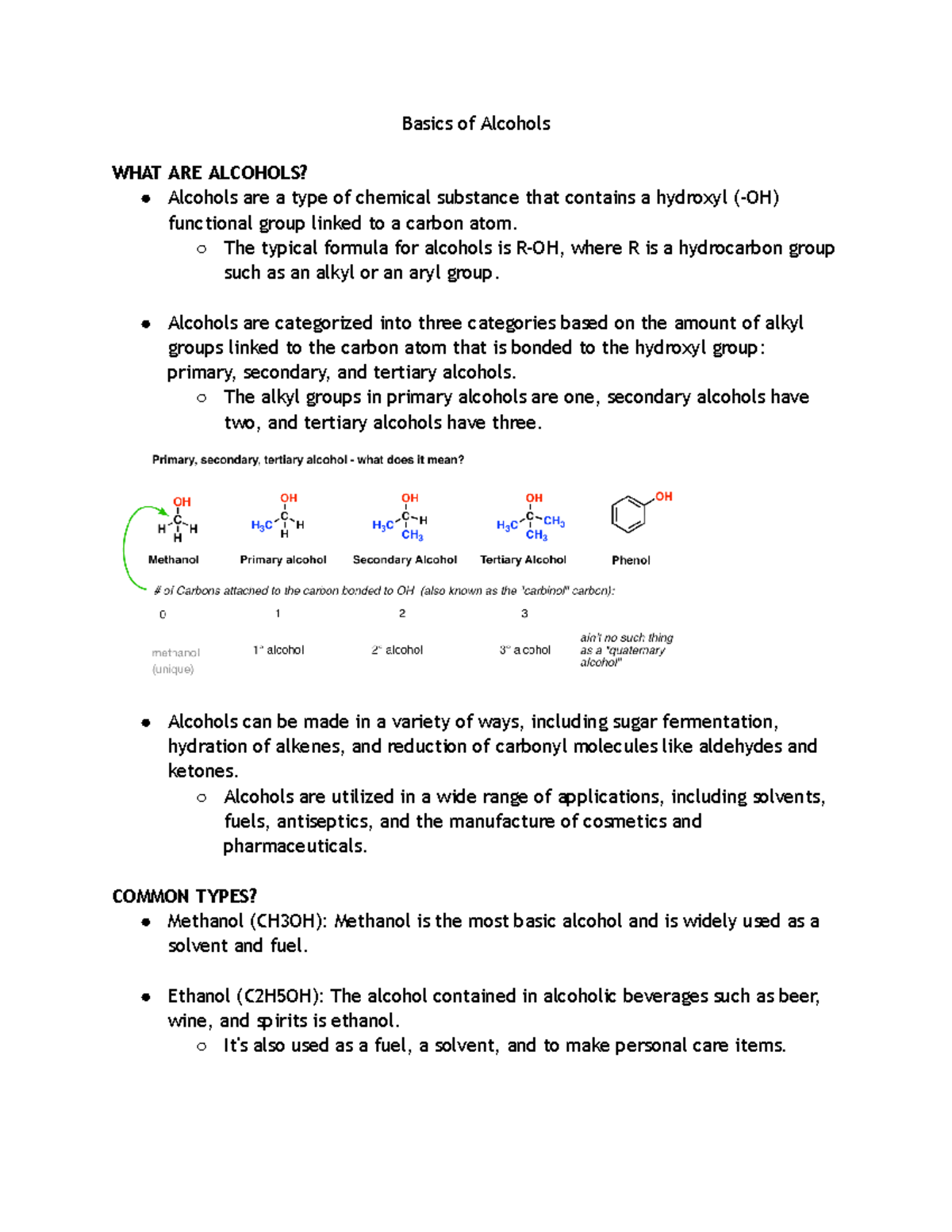 Basics of Alcohols - Organic Chemistry - Basics of Alcohols WHAT ARE ...