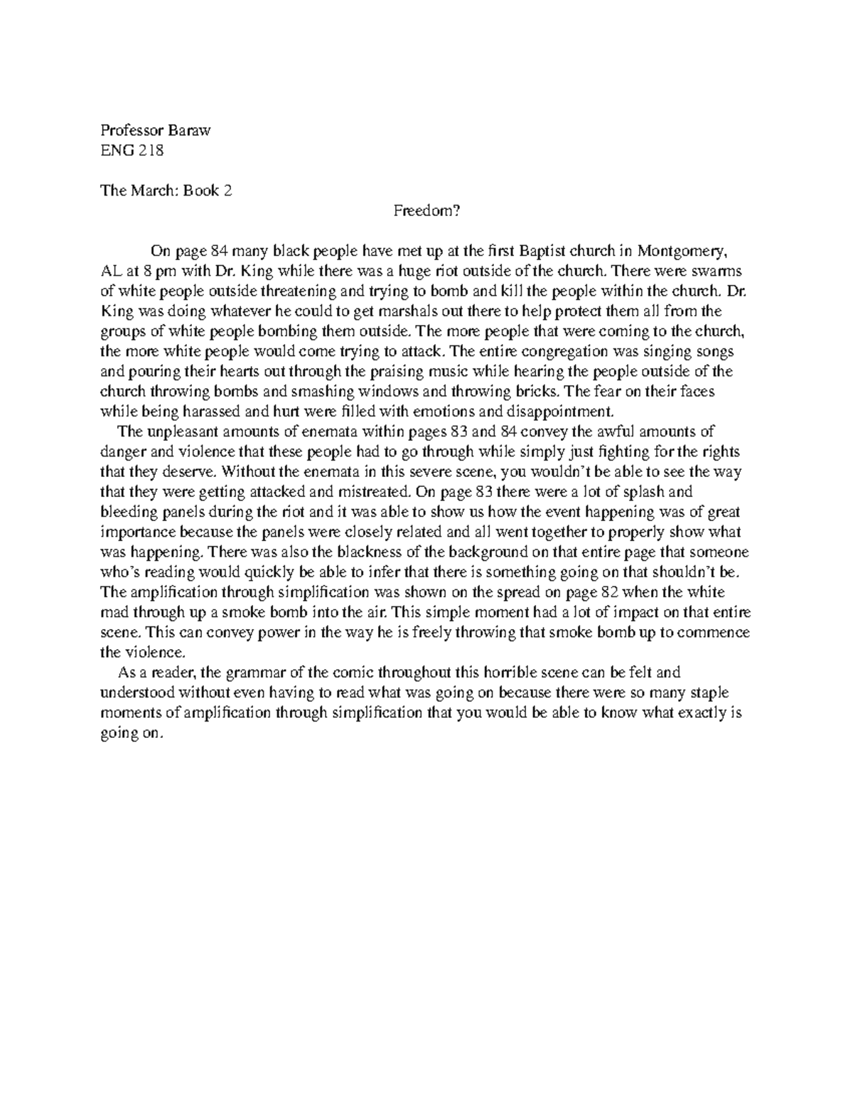 ENG 219 Forum post 2 - Amanda Lafrance Professor Baraw ENG 218 ...