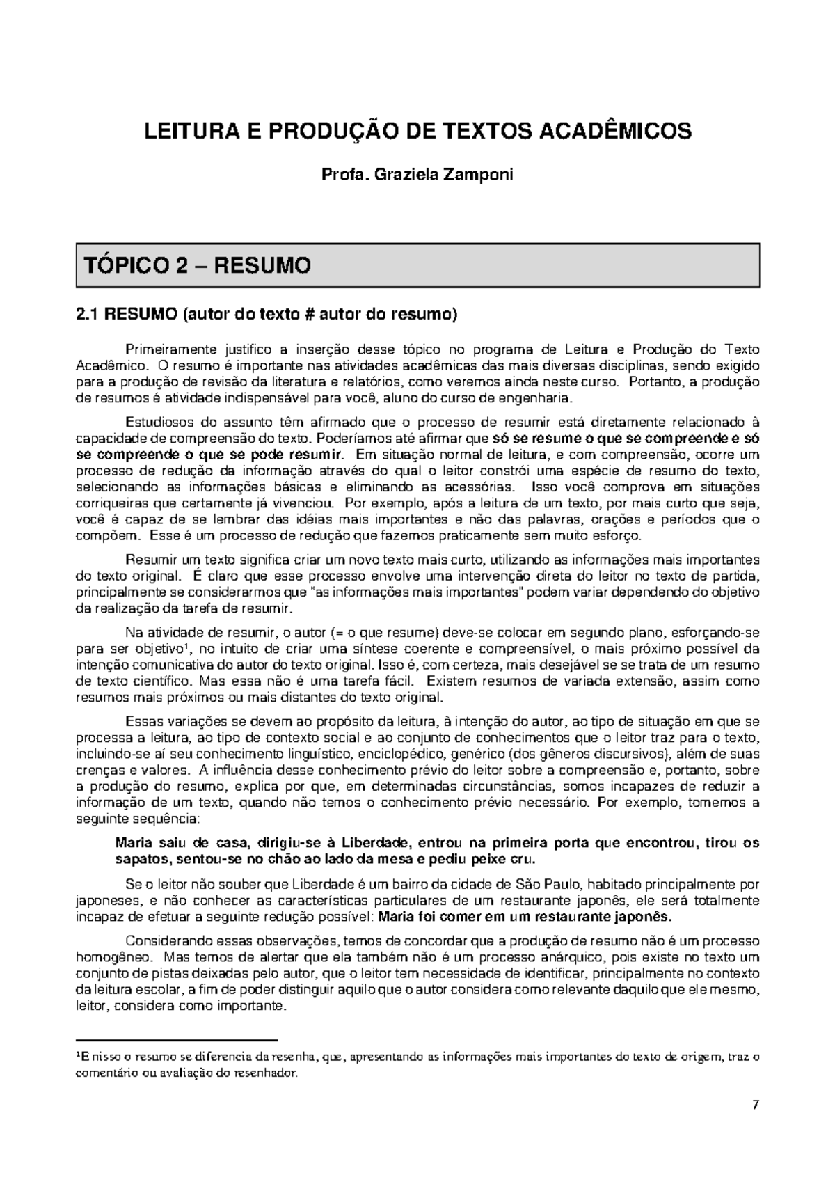 Elaboração Resumo - LEITURA E PRODUÇÃO DE TEXTOS ACADÊMICOS Profa ...