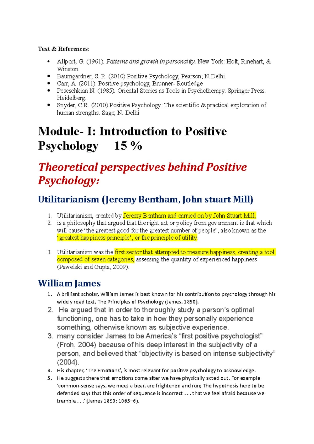 Module -2 positive psychotherapy - MODULE -2 Historical development ...