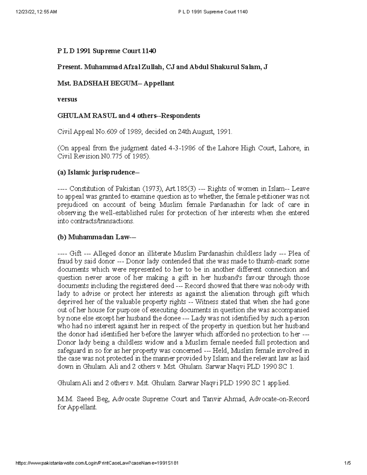 P L D 1991 Supreme Court 1140 - P L D 1991 Supreme Court 1140 Present ...