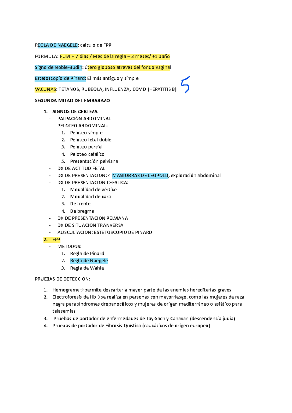 Resumen Gineco - REGLA DE NAEGELE: calculo de FPP FORMULA: FUM + 7 dias ...