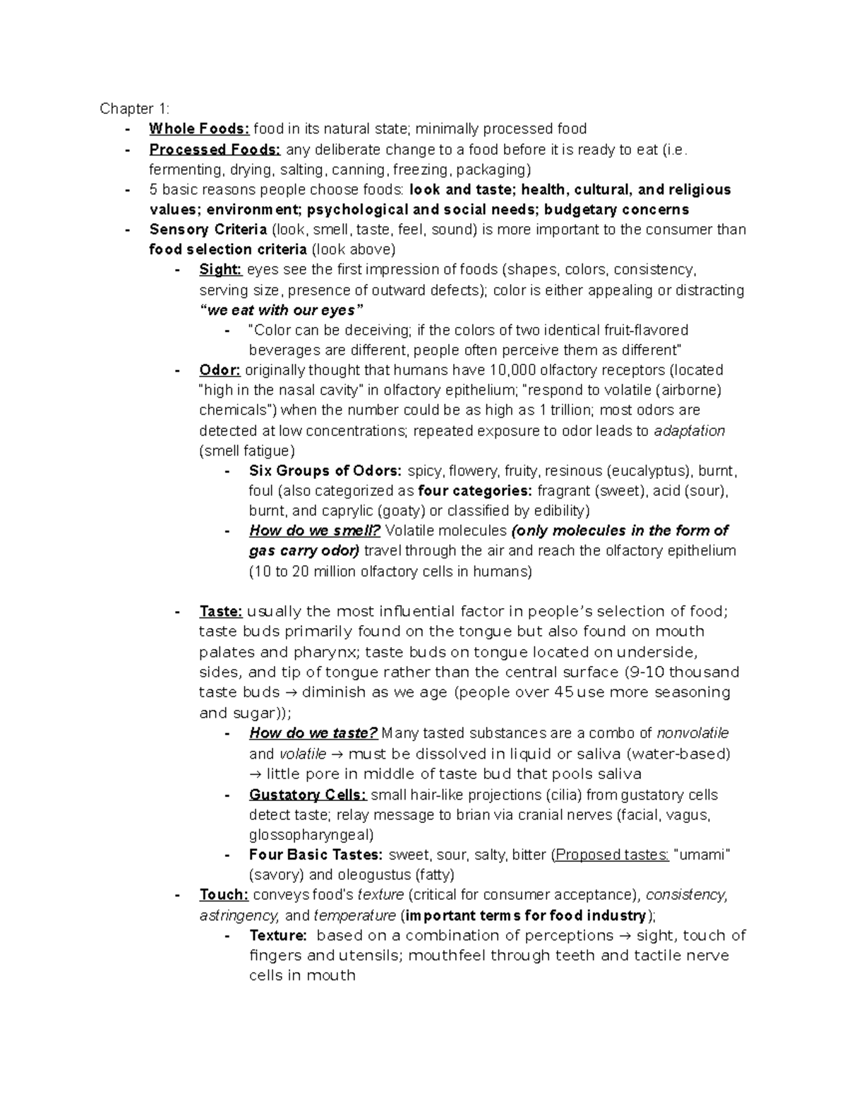 Intro to Foods Exam Review 1 - Chapter 1: - Whole Foods: food in its ...