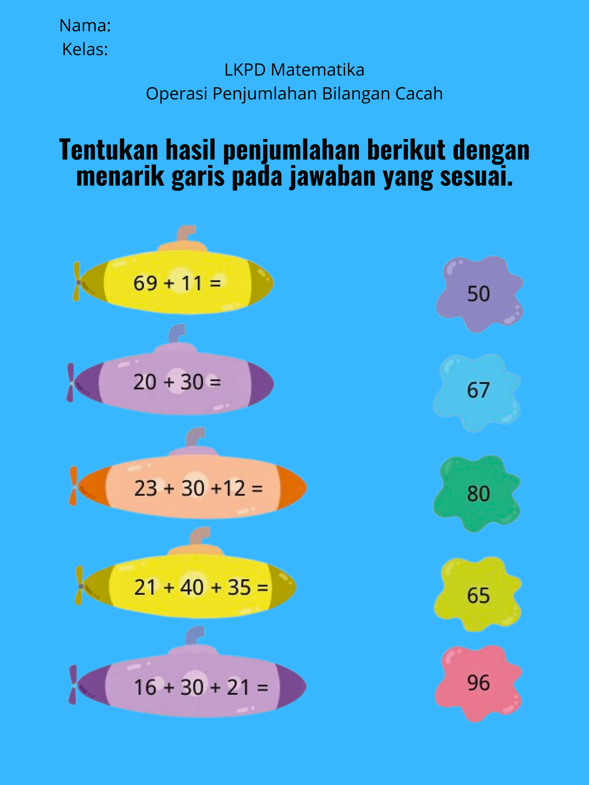 LKPD Penjumlahan Bilangan Cacah - Ilmu pengetahuan alam dan sosial - Tentukan hasil penjumlahan ...