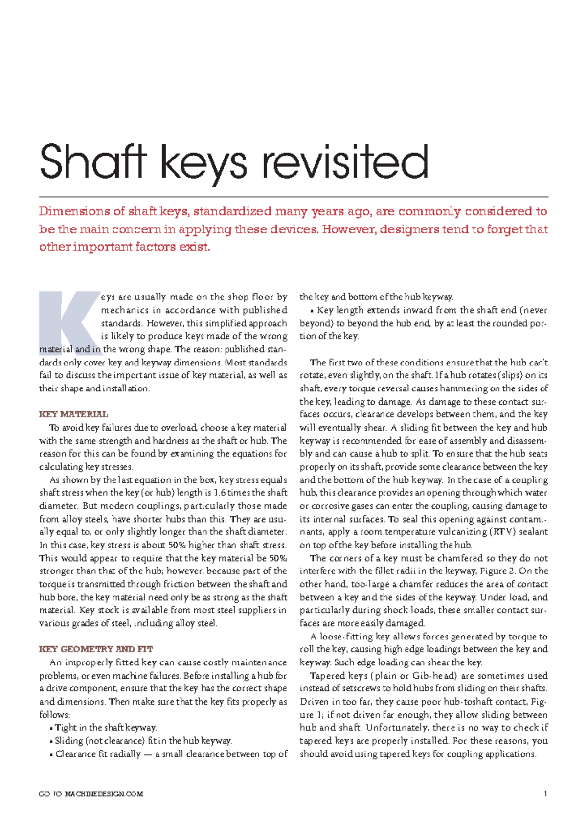 Shaft keys revisited - sss - Shaft keys revisited Dimensions of shaft ...