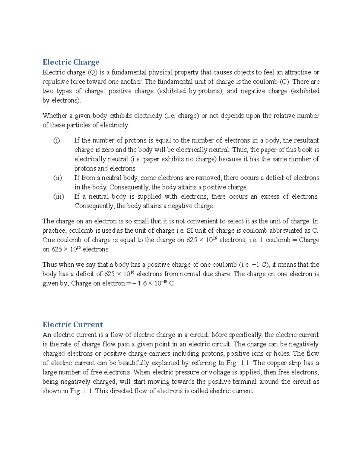 Electrical Engineering Basic - Electric Charge Electric charge (Q) is a ...