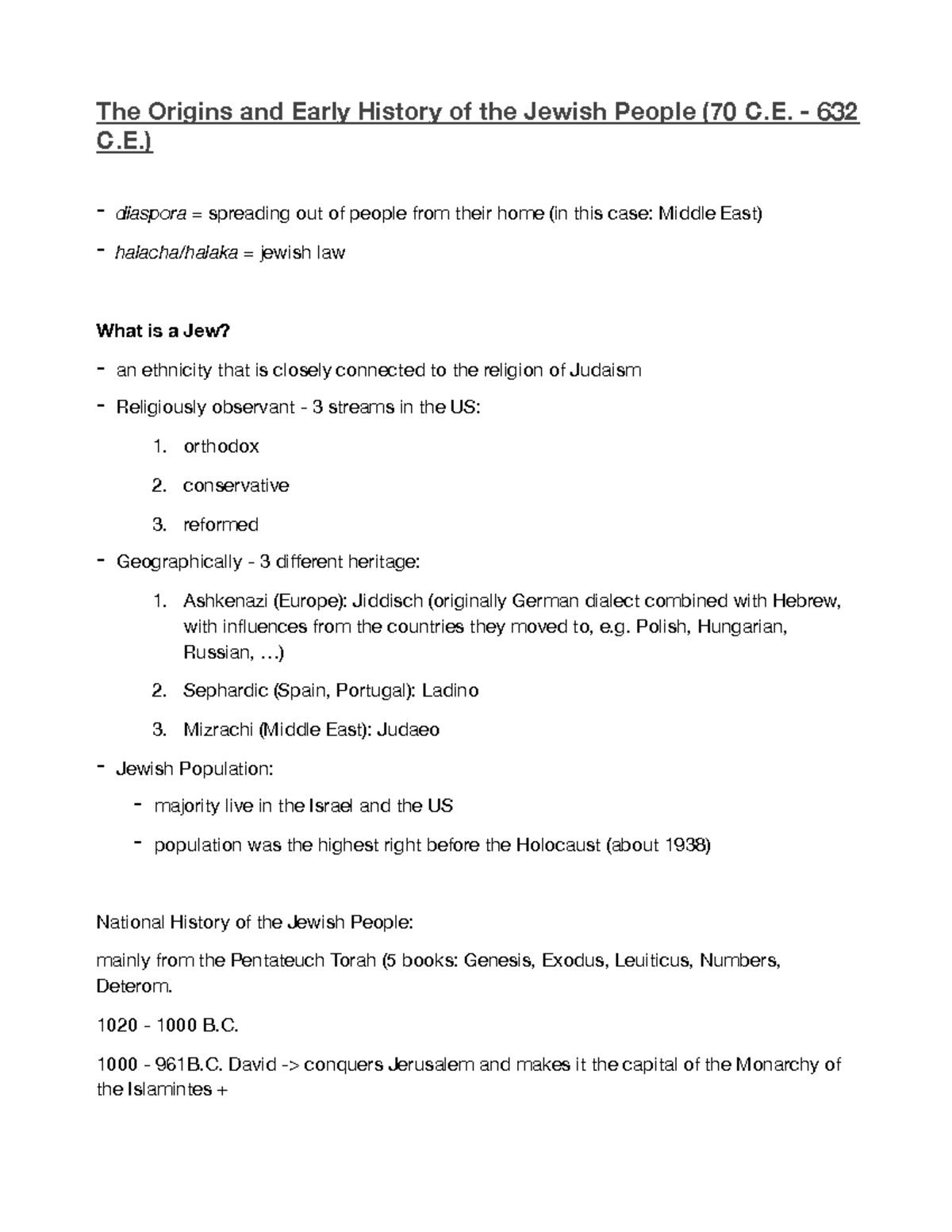 HIS223 - Lecture notes All Lectures - The Origins and Early History of ...