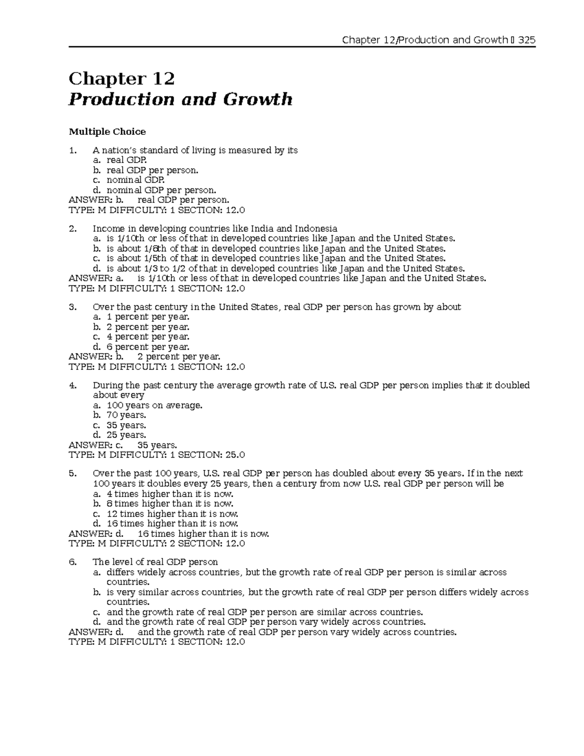 Chapter 12 - Chapter 12/Production and Growth 325 Chapter 12 Production ...