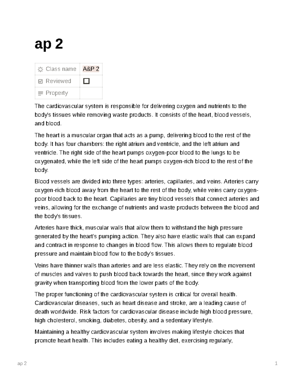 Ap 2 - have fun - ap 2 1 ap 2 Class name A&P 2 Reviewed Property The ...