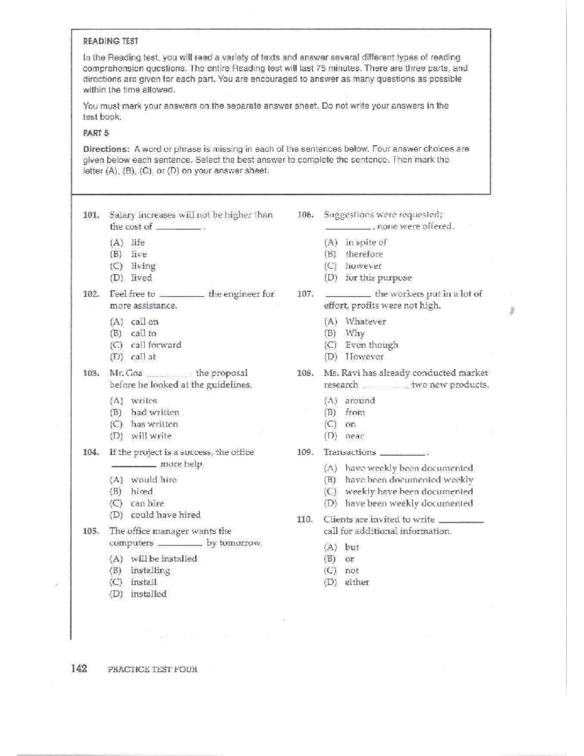 Reading practice test - Apoyo de inglés. - READING TEST In the Reading ...