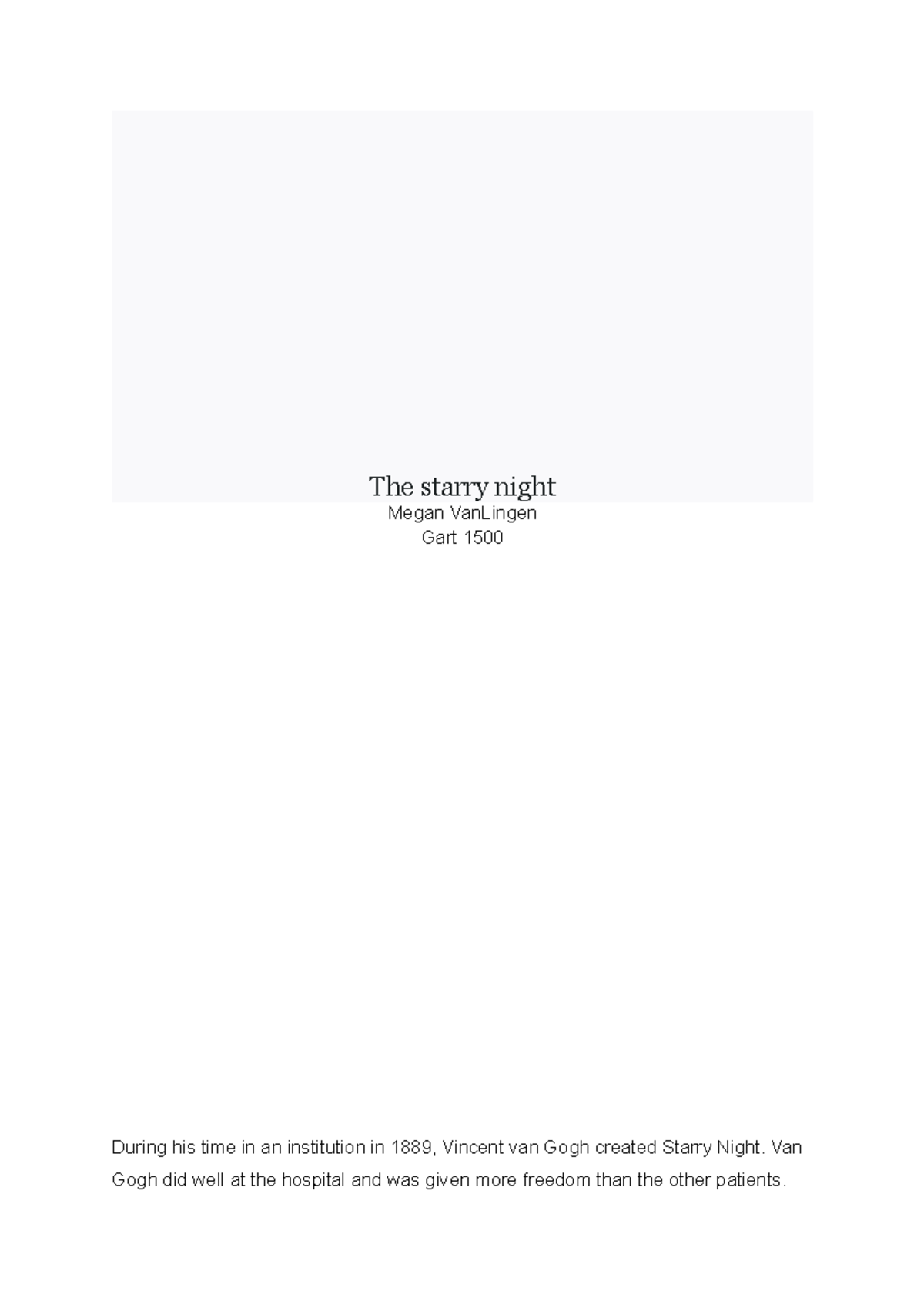 The starry night - effective writing notes - The starry night Megan ...