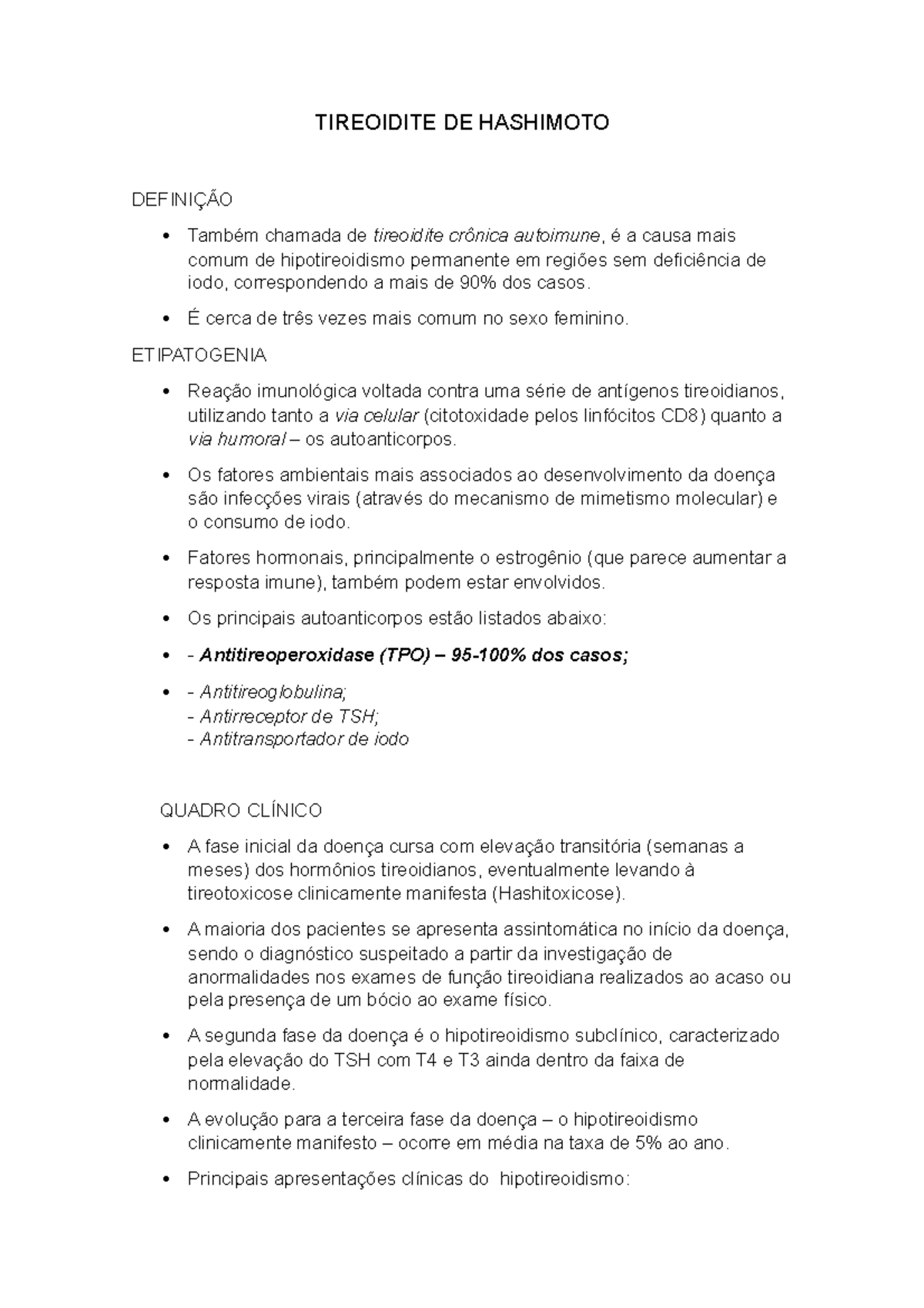 Tireoidite DE Hashimoto - TIREOIDITE DE HASHIMOTO DEFINIÇÃO Também ...
