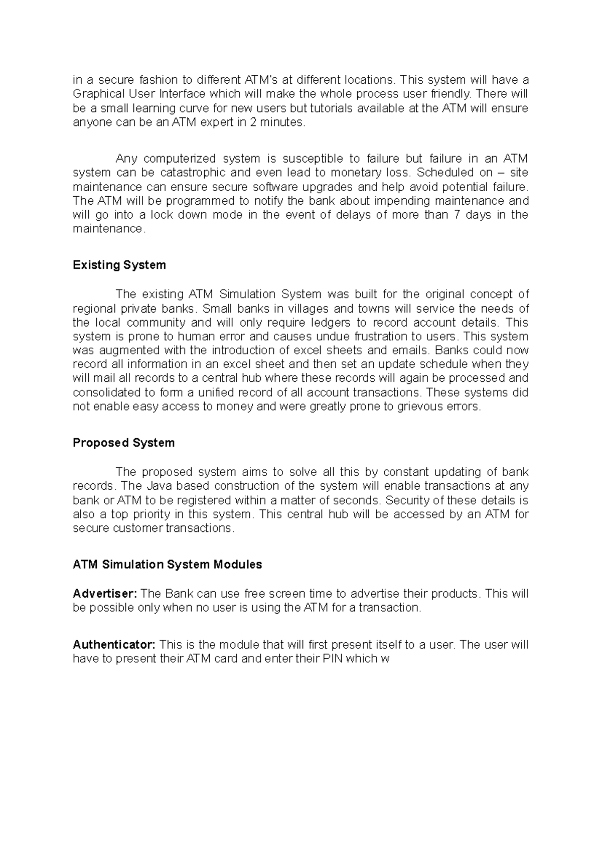 ATM Project - details - in a secure fashion to different ATM’s at ...