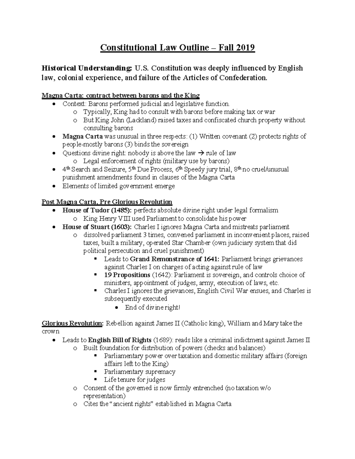 Constitutional Law Outline - Daniel - Constitutional Law Outline – Fall ...