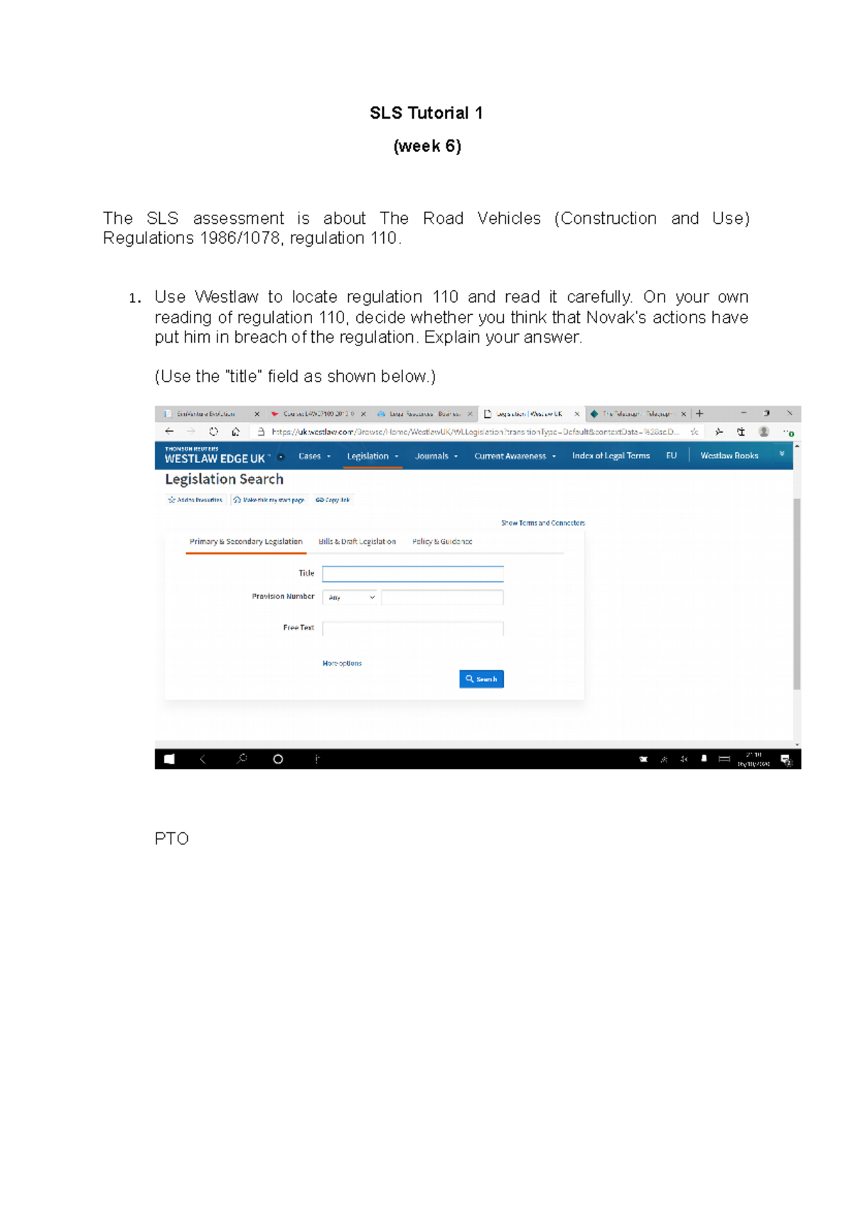 Tutorial 1 Questions - SLS Tutorial 1 (week 6) The SLS assessment is ...