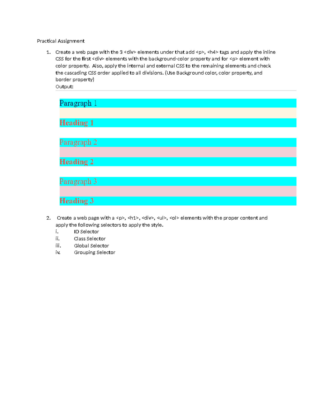 Practical Assignment - Nothing - Practical Assignment 1. Create a web page with the 3 - Studocu
