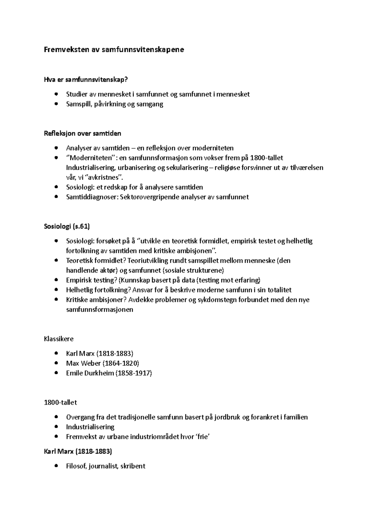 Ex Fac Final Version - Forelesningsnotater fra ExFac. - Fremveksten av samfunnsvitenskapene Hva ...