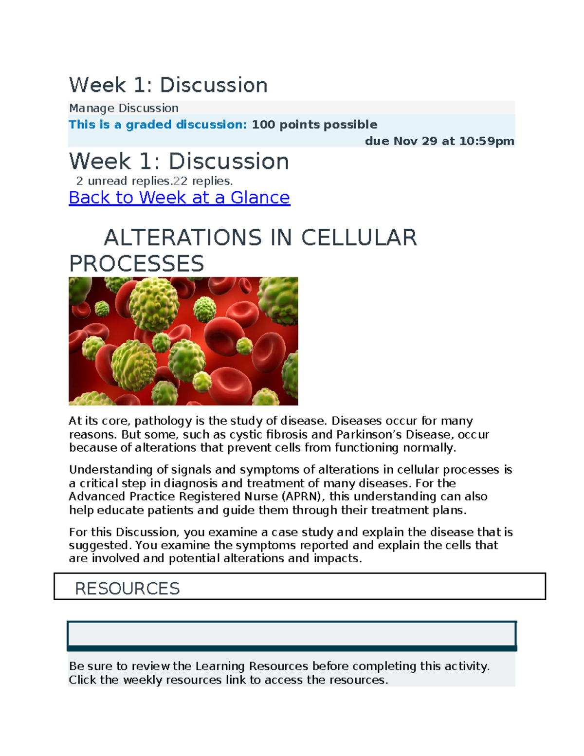 Week 01 MSN - important - Week 1: Discussion Manage Discussion This is ...