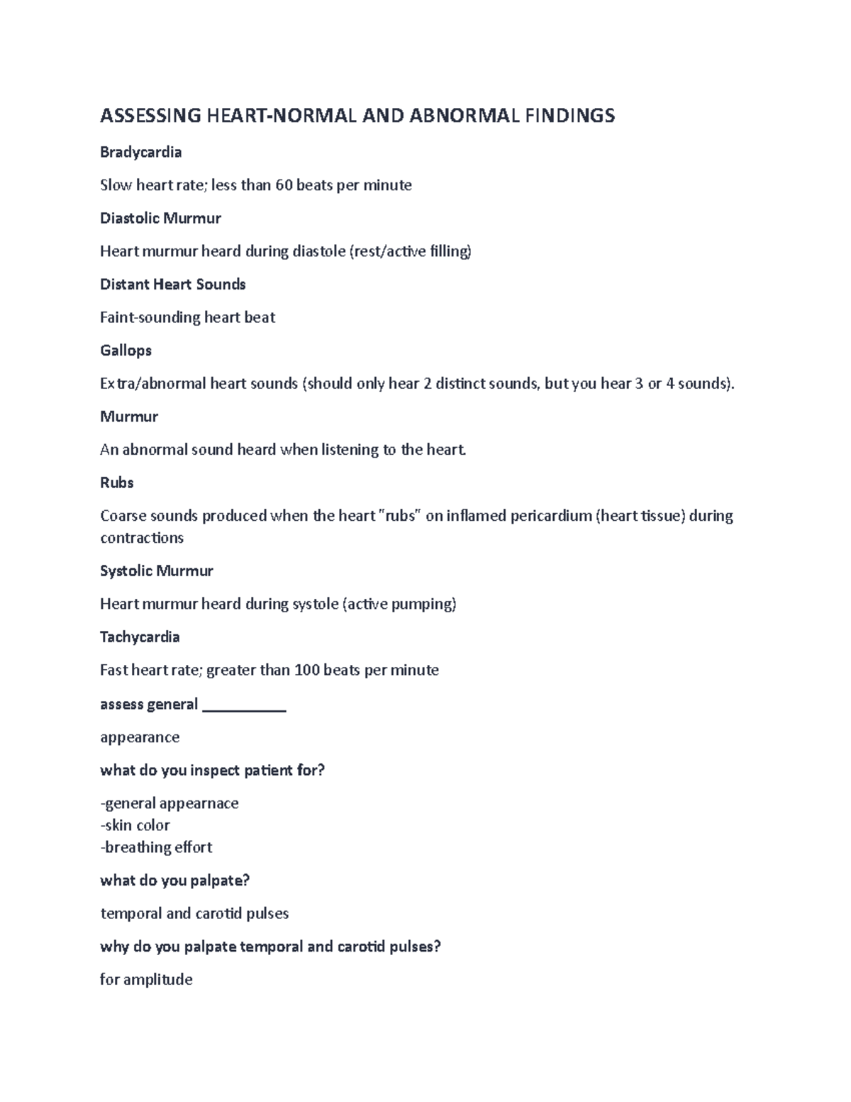 Assessing Heart- Normal AND Abnormal Findings - ASSESSING HEART-NORMAL ...