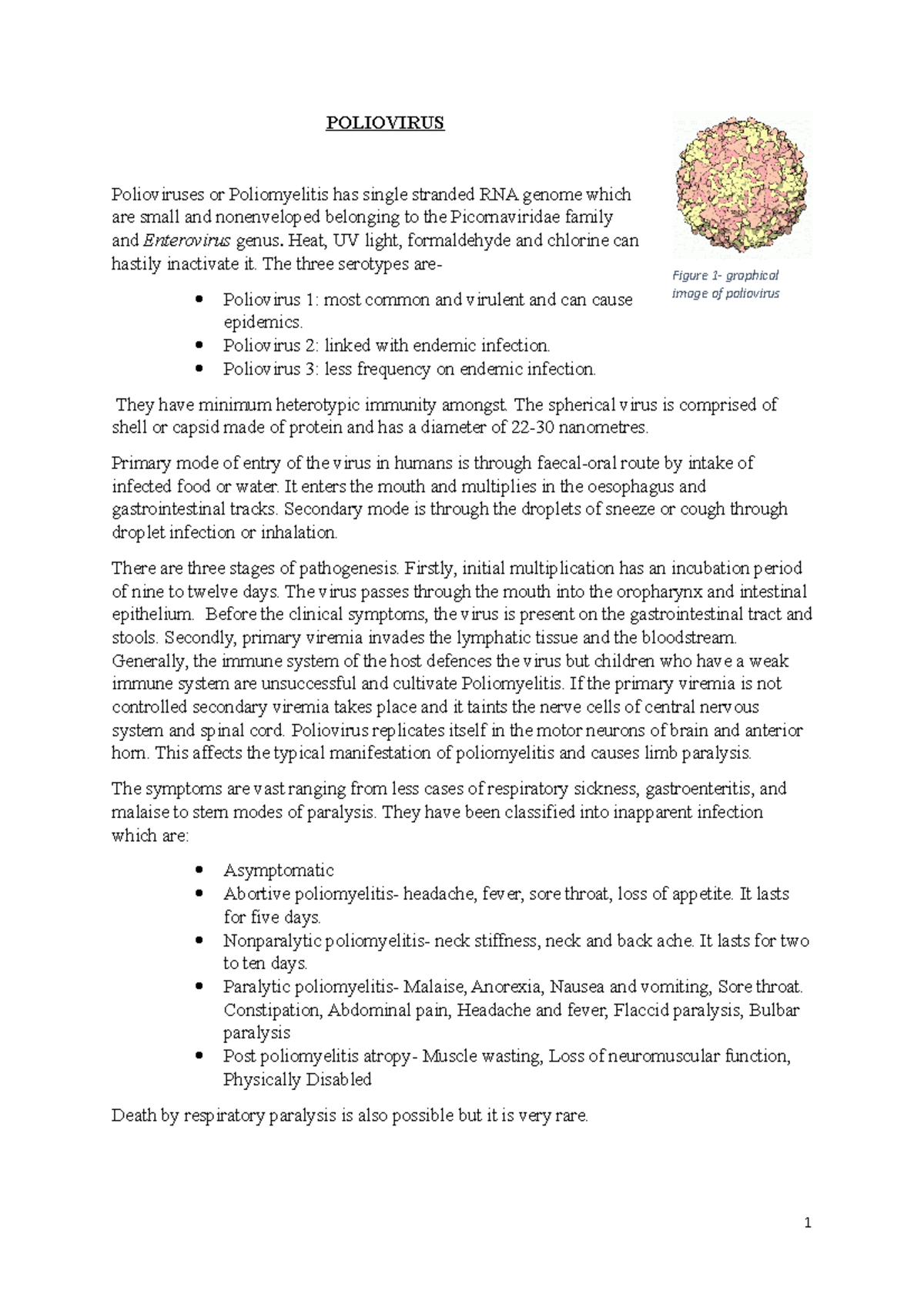 Polio world of microbes - POLIOVIRUS Polioviruses or Poliomyelitis has ...