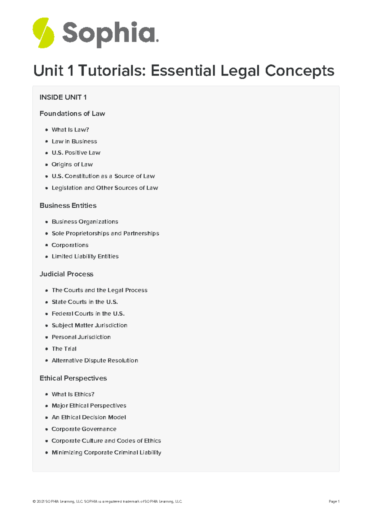 Unit 1 tutorials essential legal concepts - C713 - WGU - Studocu