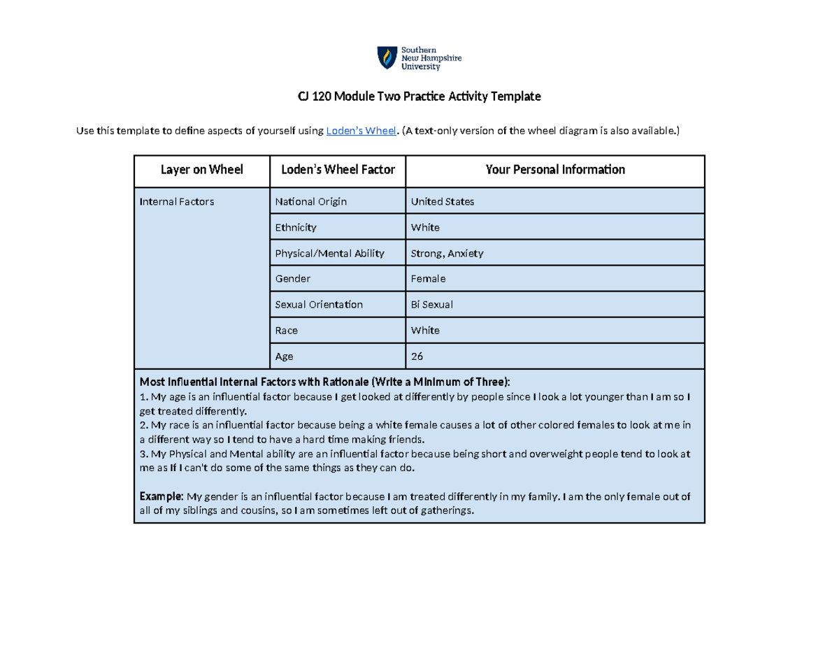 CJ 120 Module Two Practice Activity Template - (A text-only version of ...