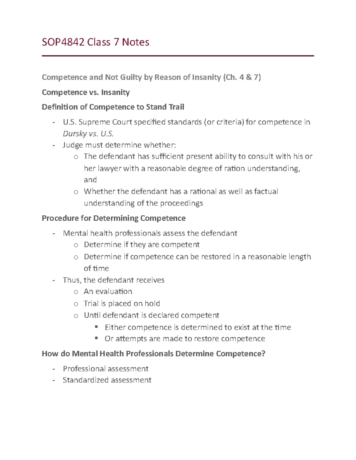 SOP4842 Class 7 Notes - Dr. Deborah Goldfarb - SOP4842 Class 7 Notes ...