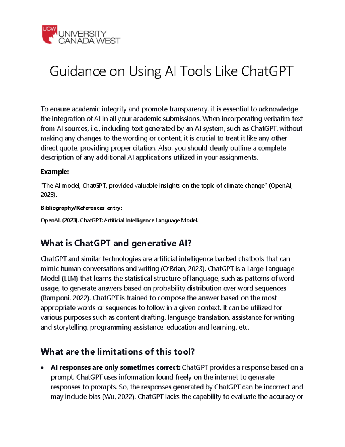 AI Policy for the Course - Guidance on Using AI Tools Like ChatGPT To ...