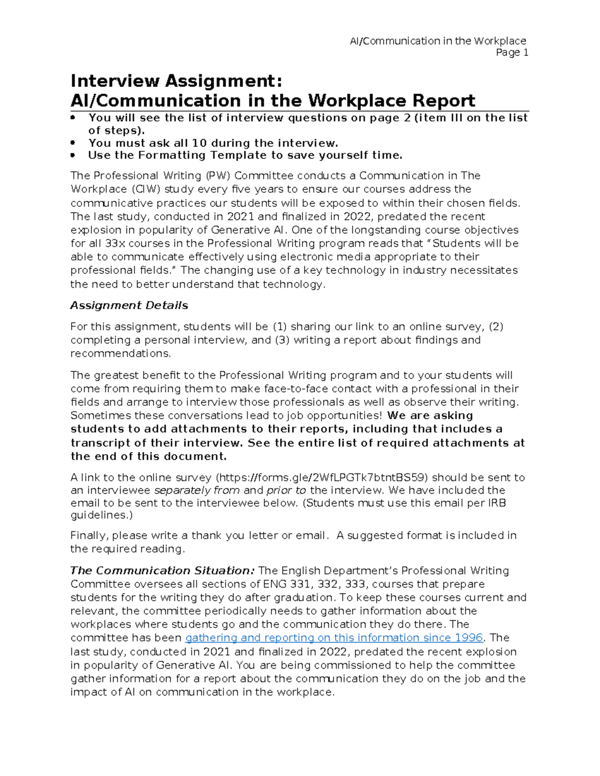 Assignment Details -AI Comm. in the Workplace Report rev 10202024 - AI ...