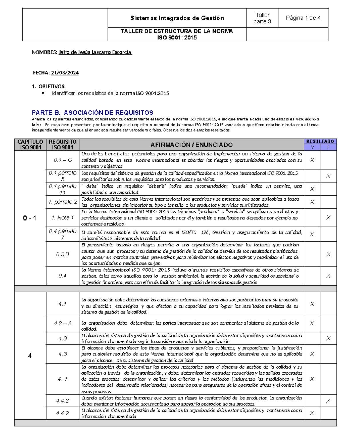 Taller Estructura DE LA Norma ISO 9001-2015 parte B - Sistemas ...