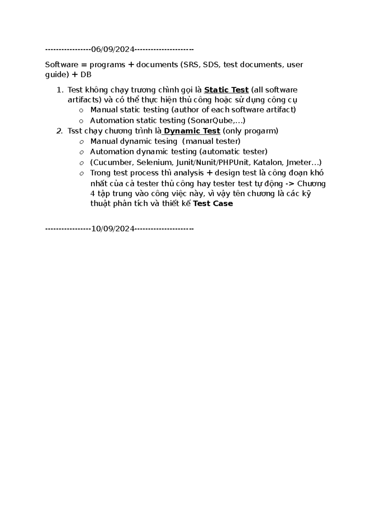 Note SWT301 FA24 - Software Testing - FPT - Studocu